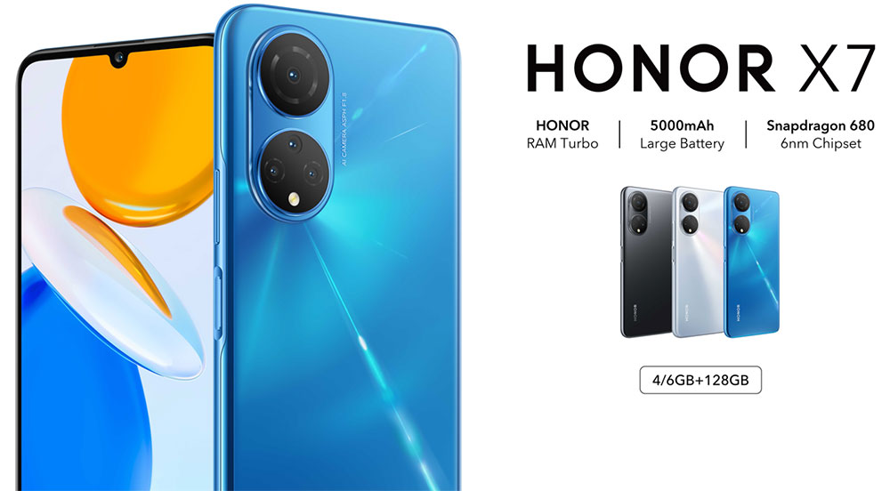 Honor X7, 4G, 128GB, Ocean Blue - eXtra Oman